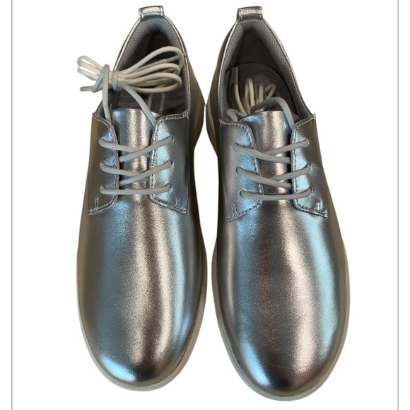 Ponto | Shoes | Nwt Ponto Metallic Silver Laceup Flat Shoes | Poshmark